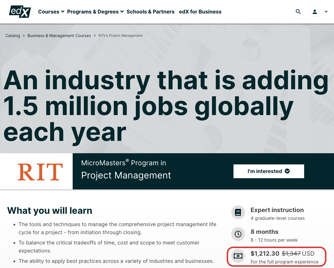 How much does a MicroMasters® cost?