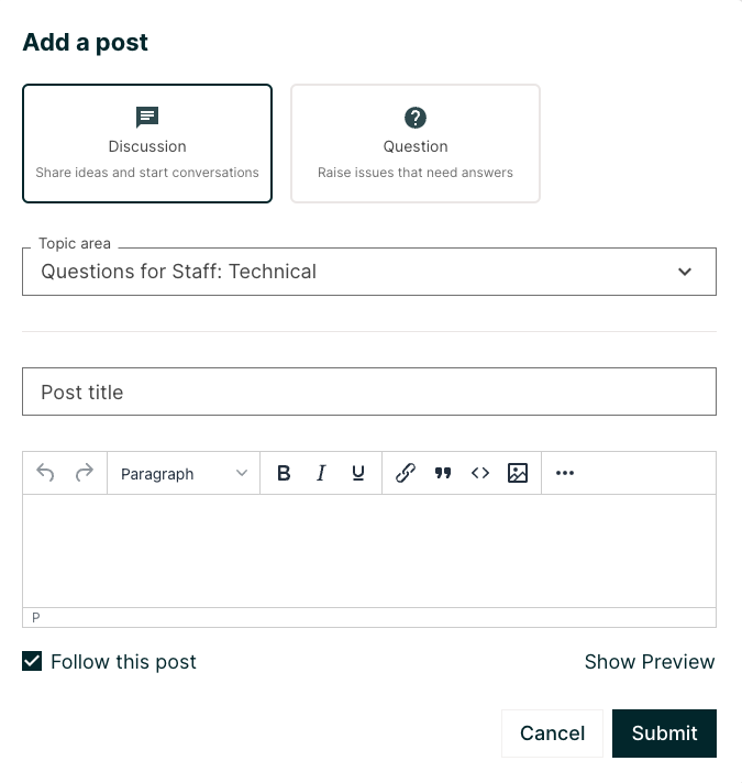 How do I add a post in the discussion forum?